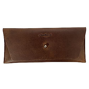 Heather's, Long Utility Pouch Handmade from Full Grain Leather - Stylish Wallet for Carrying and Storing Cash, Coins, Cards - Vintage, Minimalist Style Clutch :: Bourbon Brown