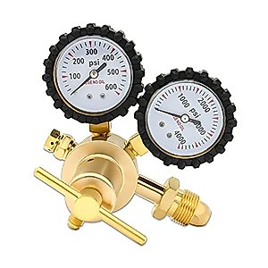 Nitrogen Regulator 0-600PSI CGA580 Inlet, 1/4-Inch Male Flare Outlet Connection, Heavy-Duty Handle, Self-reseating Relief Valve, Nitrogen Regulator Hvac, Helium Regulator, by NAKAO
