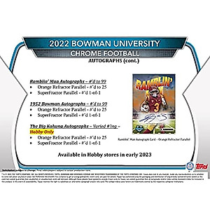 2022 Bowman Chrome University Football Hobby Box (24 Packs/4 Cards: 2 Autos)