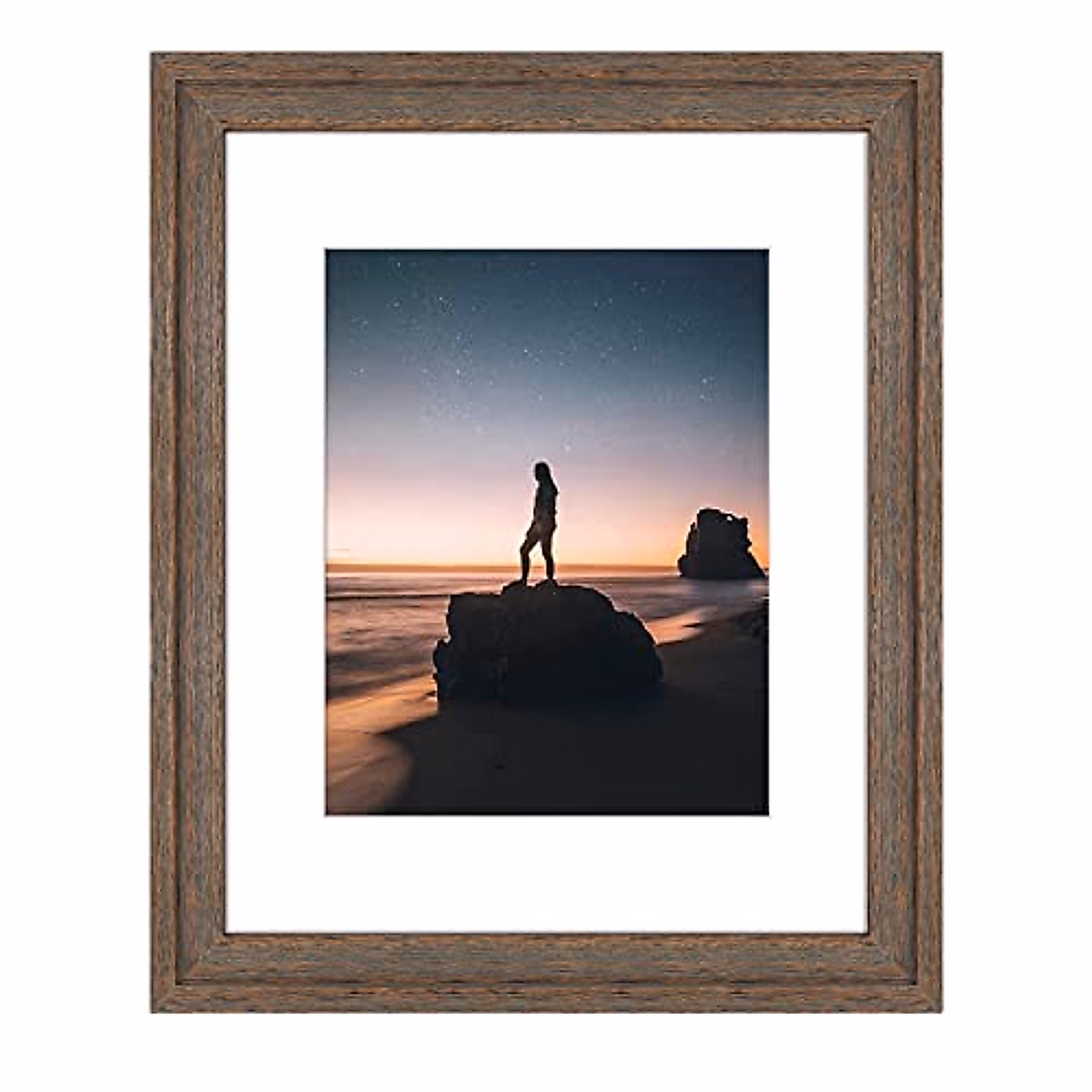 Golden State Art, 16x20 Picture Frame - Displays 11x14 Photo with Mat or 16x20 Without Mat, Wide Moulding Solid Wood Frame for Wall Display, Distressed Brown