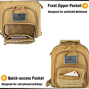 DBTAC Tactical Concealed Carry Sling Bag (Tan) + Tactical Lunch Bag (Tan), Durable Material with adjustable shoulder strap, Multi-functional Design