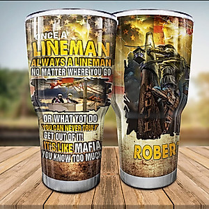 N NAMESISS All Over Printed Tumbler, LINEMAN Customized Lineman Tumbler, Once A Lineman, Always A Lineman, Gift For Lineworkers Nor Tumbler, Gift for Father, Gift for Him, Welder Father's Day, 30 OZ
