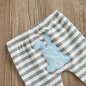 Newborn Baby Girls Boys Easter Outfits My 1st Easter Romper Bodysuit Stripe Bunny Pants Hat 3Pcs Clothes Set