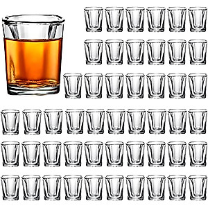 50 Pack 2.2 Ounce Shot Glasses Bulk Heavy Base Shot Glass Set Square Shot Glasses Clear Shot Glasses for Vodka Whiskey Wine Beer Espressos Liquors Family Party