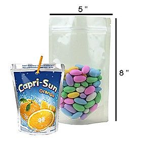 AwePackage Clear Zipper Stand Up Pouch Bag - Clear Front Back Heat Sealable Zip Lock (50, 8 Oz)