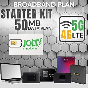 Jolt Mobile Starter Kit Free 50MB Data Service 15 Days AT&T 5G 4G LTE SIM Card for GPS trackers, Smart Watches, Hotspots, WiFi, MiFi, USB Sticks, Mobile Routers, Triple Cut SIM Fits All IoT Devices