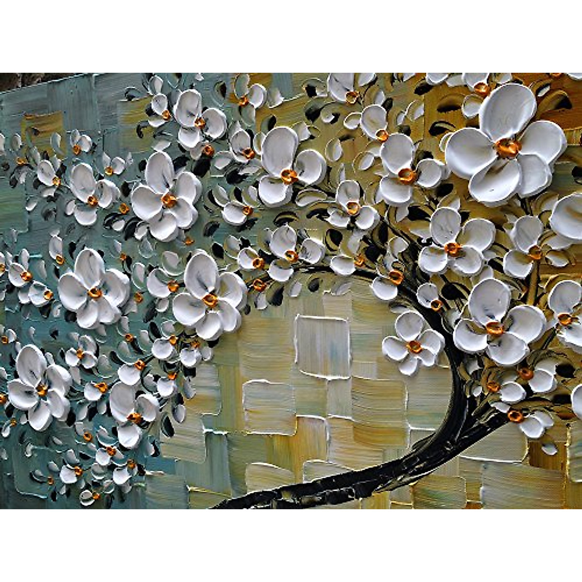 YaSheng Art -100%hand-painted Contemporary Art Oil Painting On Canvas Texture Palette Knife Landscape Paintings Modern Home Interior Decor Abstract Art 3D Flowers Paintings Ready to hang 20x40inch