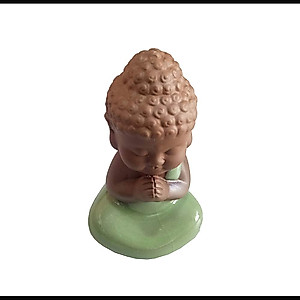 FengshuiGe Mini Tathagata Tea Pet Ceramic Buddhist Monk Meditation Decor Zen Garden Buddha Statues for Home Decor (Style1)