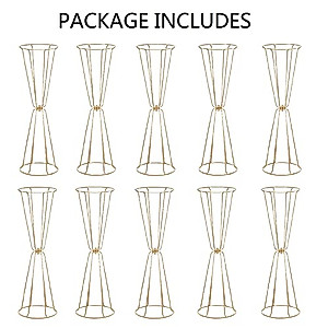 10 Pcs Tall Metal Trumpet Vase 23.6"/60cm Wedding Table Floral Center Decor Metal, Artificial Flower Display Stand for Wedding Christmas Carnival Party Dinner Event Hotel Home Decor Arrangement