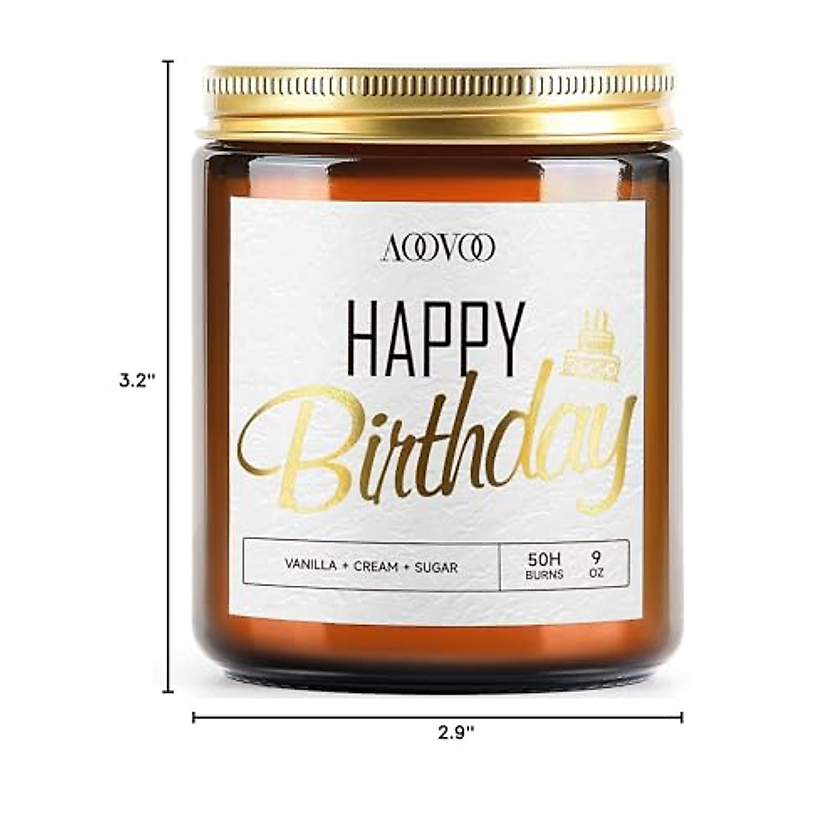 AOOVOO Vanilla Cream Odor Eliminating Highly Fragranced Candle - Eliminates 95% of Pet, Smoke, Food, and Other Smells Quickly, Happy Birthday Soy Candle, 9 oz Up to 50 Hours Burn time