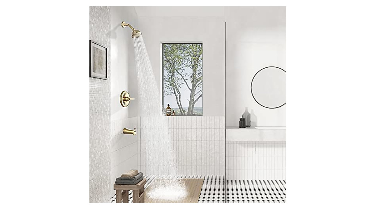 PARLOS Brushed Gold Shower System - 5-Setting Faucet