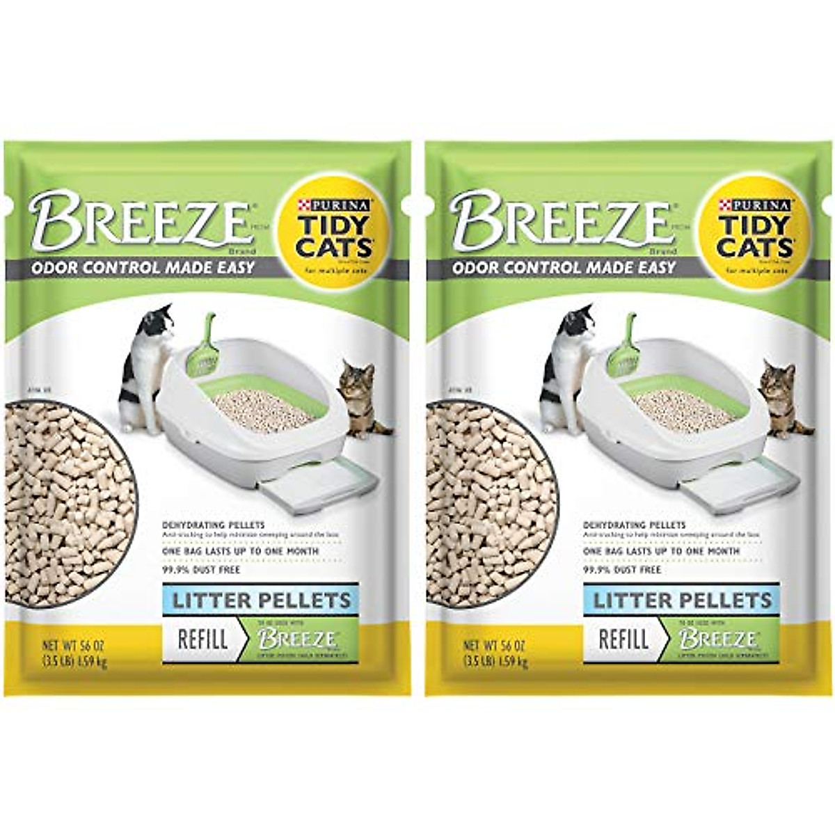Purina Tidy Cats Litter, Breeze Litter Pellets to be Used with Breeze Litter System, Prevents Dust and Tracking, 3.5 LB Each (Pack of 2)