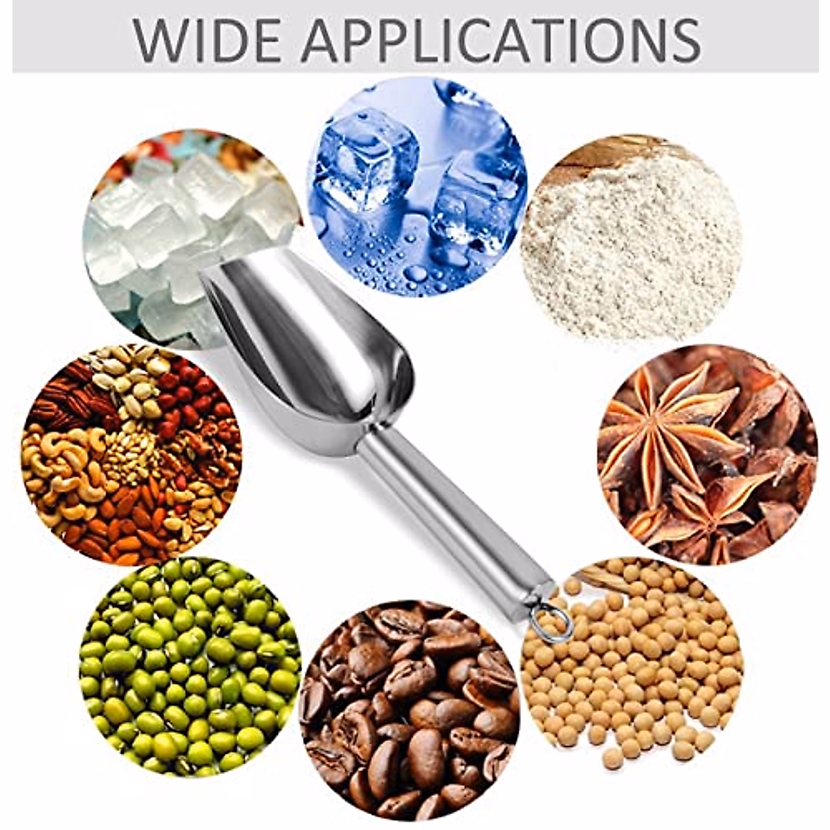 Metal Ice Scoop 3 Oz Small Stainless Steel Food Scoop Kitchen Ice Scooper For Ice Maker Candy Kitchen Bar Party Wedding Pet Animal Dog Food Scoop Beach Shovel Easy Clean Dishwasher Safe(Silver)