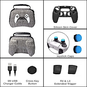 BLUEDLUXO Ps5 accessory, Ps5 controller case, Ps5 carrying case, Ps5 controller grip, Ps5 controller skin, Ps5 bag travel carry case, Ps5 controller mod, Ps5 controller thumb grip, Dualsense shell