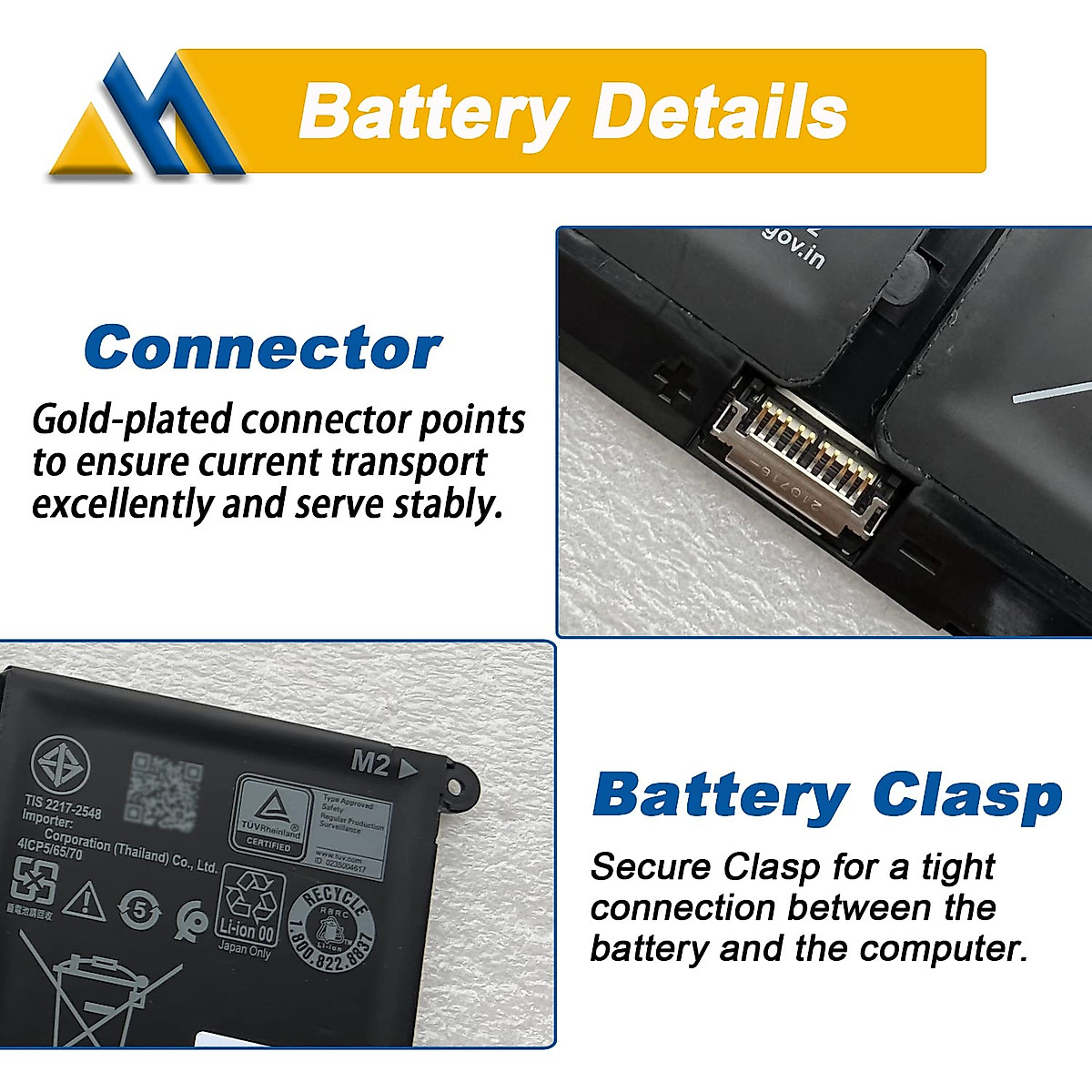 Mobik 64Wh TN70C Battery Replacement for Dell Inspiron 3510 3511 3515 5310 5410 5418 5510 5515 Latitude 3320 3330 3420 3520 Series Vostro 3510 3511 3515 5410 5510 G91J0 V6W33 0WV3K8 15.2V 4000mAh