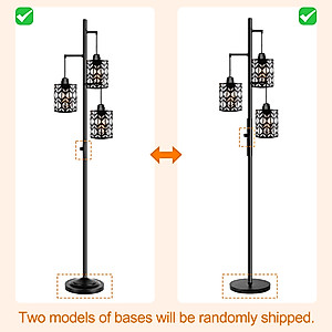 ROTTOGOON Dimmable Floor Lamp, Industrial Standing Floor lamp for Living Room, Tall Farmhouse Rustic lamp with 3 LED Bulbs, Tree Floor Lamp for Bedrooms, Living Room, Home Office, Metal, Black, 68"