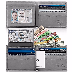 Bryker Hyde Executive 2 ID Window RFID Wallet for Men, Full Grain Leather, Bifold Top Flip, Extra Capacity Travel Wallet (Slate Gray - Distressed Leather, Medium)