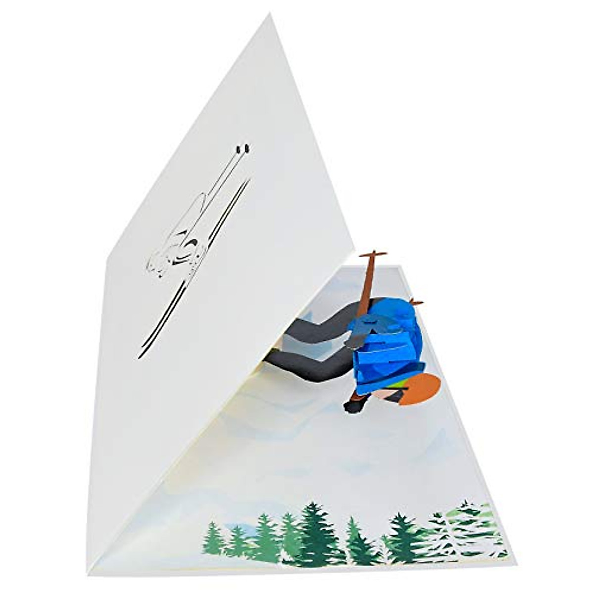 PopLife Mountain Skier 3D Pop Up Greeting Card - Birthday Card for Ski Bums and Snow Lovers, Retirement Gift for Boss, Sports Downhill Skiing - for Husband, for Boyfriend, for Son