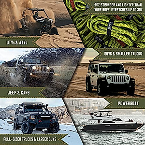 Greaker 1" x30' (33,900lbs MBS) Kinetic Energy Recovery Tow Rope Heavy Duty Offroad Snatch Strap for UTV, ATV, Truck, Car, Jeep, Tractor - Unique 4x4 Style