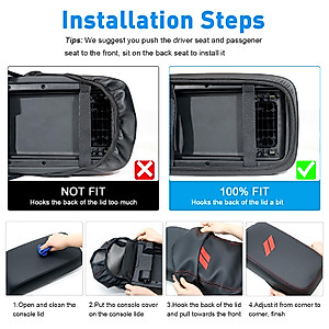 REMOCH for Dodge Charger Accessories 2011-2021 2022 2023 Center Console Cover for Chrysler 300 2015-2022 Leather Armrest Cover Seat Console Box Lid Protector Interior (Red Stitches, Leather)