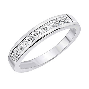 Dazzlingrock Collection 0.75 Carat (ctw) Princess White Diamond Wedding Stackable Band for Women in 14K White Gold, Size 8