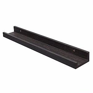 Home Basics 24" Floating Shelves, Wall Shelves for Bathroom, Living Room, Bedroom, Kitchen Decor, Shelves with Invisible Brackets (Onyx)