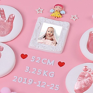 Nifyto Baby Handprint Footprint Ornament Keepsake Maker Kit, Baby Nursery Memory Art Kit, Baby Shower Gifts, Xmas Gifts, Precious Moment for Newborn,Baby Boy/Girl, Personalized Baby Prints(Pink)