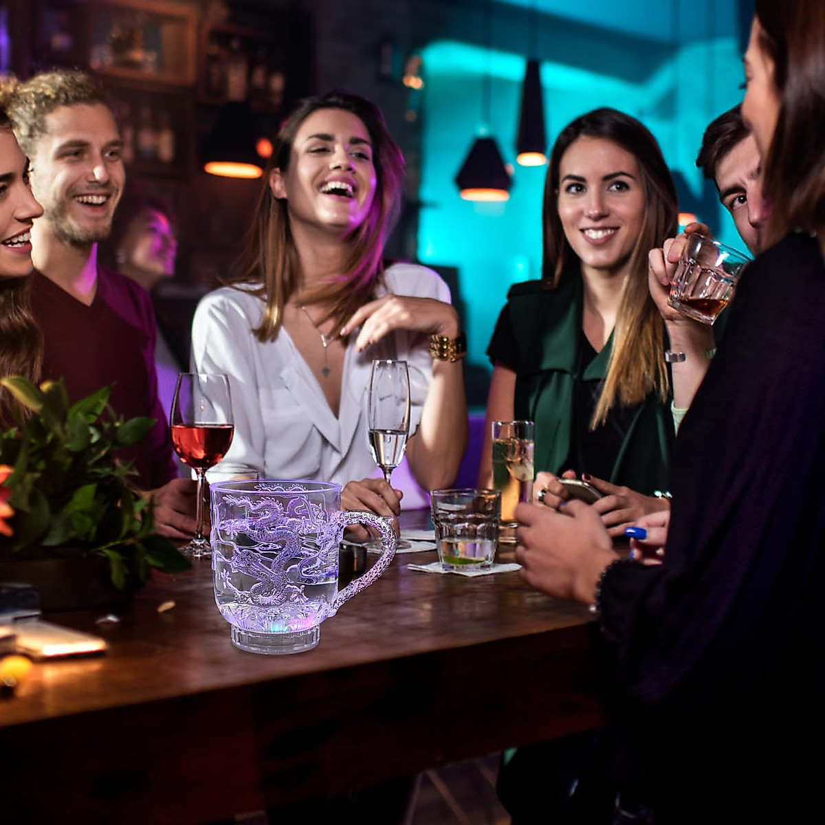 IMIKEYA 3D Dragon Embossed Cup, LED Flash Mug Coffee Beer Whisky Cup for Bar Club Home Dragon Collectible Gift