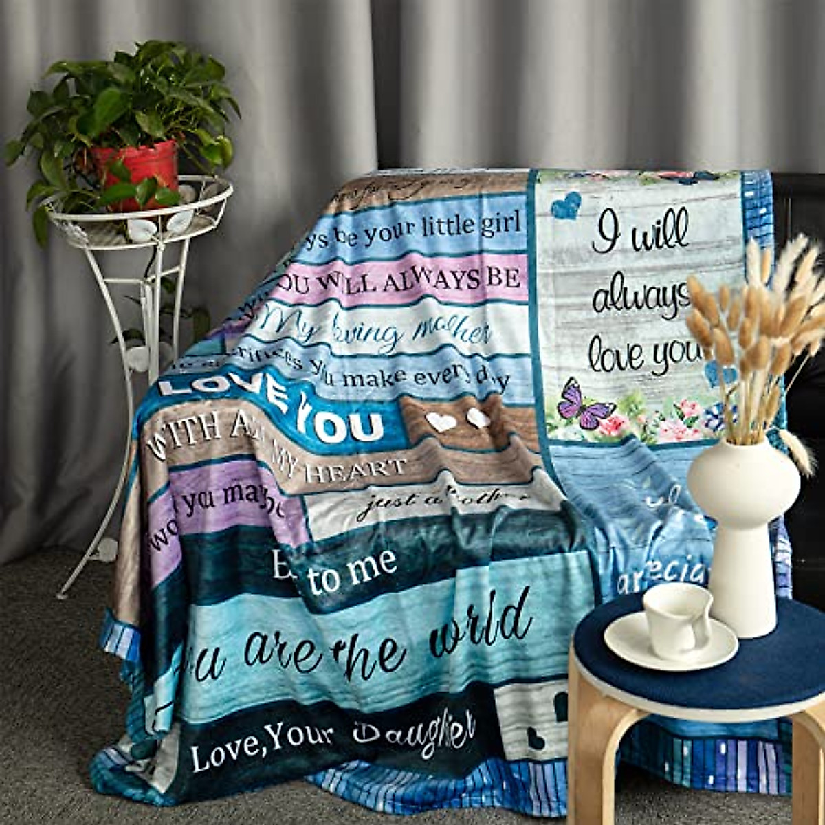 Gifts for Mom from Daughter, Throw Blanket for Couch Sofa, Mothers Day Blanket Gift, Soft Flannel Throw Blanket Birthday Gifts for Mom