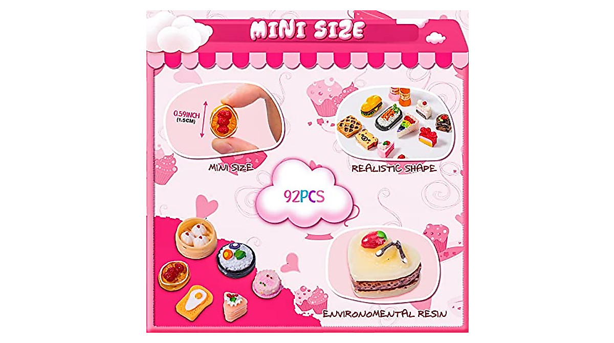 Skylety 92 Pieces Miniature Food Toys for Dollhouse & Crafts
