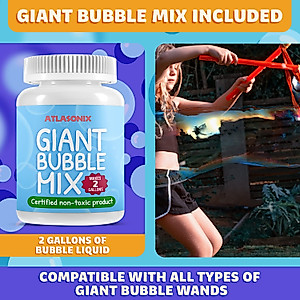 Atlasonix Giant Bubble Wand, Giant Bubble Maker, Big Bubble Wand, Large Bubble Wand, Bubble Sticks, Outdoor Toys for Kids, Bubble Kit, Wands & Bubble Mix for Making 2 Gallons of Bubble Solution