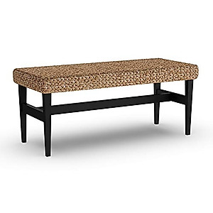 Unknown1 Black/Natural Water Hyacinth Bench Black Tan Solid Rustic Transitional Foam MDF Finish Wood