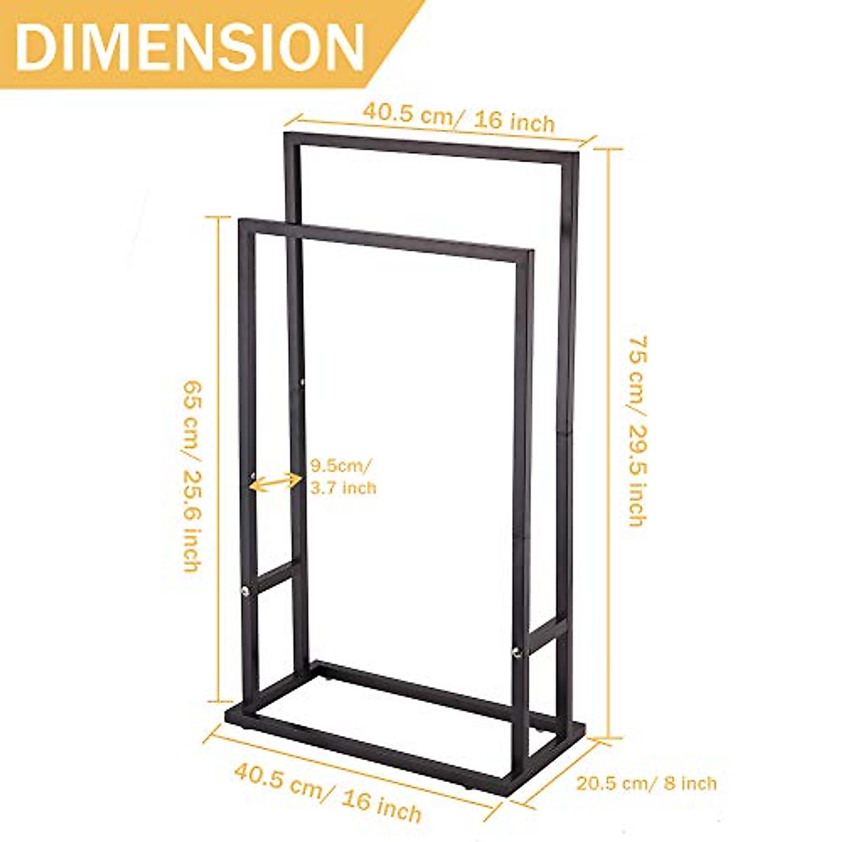 Free Standing Towel Rack, 2 Tier Stainless Steel Black Towel Racks for Bathroom, Hand Towel Drying Rack Stand Holder for Outdoor, Blanket Rack, ALHAKIN