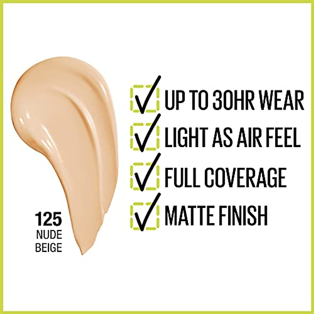 Maybelline Super Stay Full Coverage Liquid Foundation Active Wear Makeup, Up to 30Hr Wear, Transfer, Sweat & Water Resistant, Matte Finish, Nude Beige, 1 Count