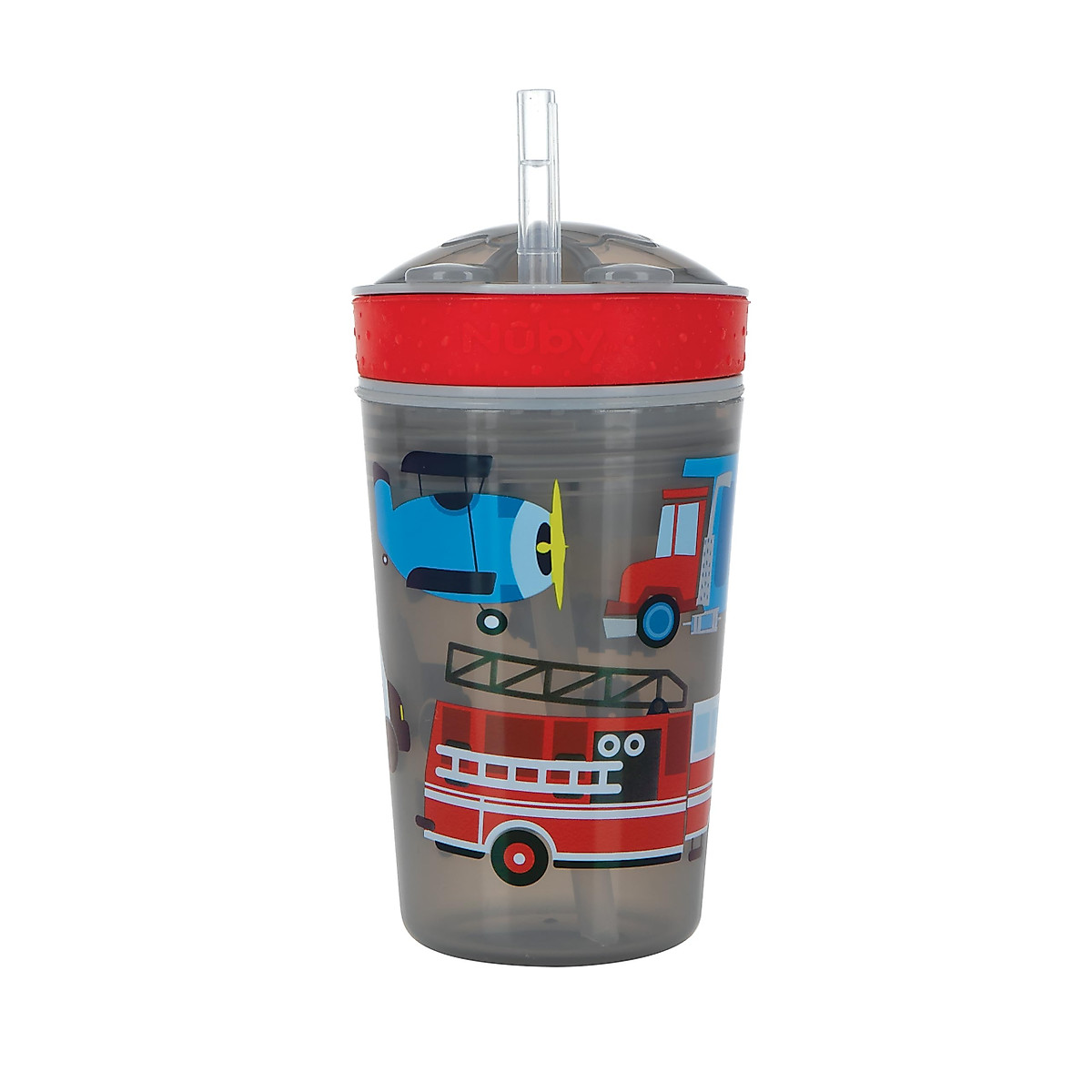 Nuby Snack N' Sip 2 in 1 Snack and Drink Cup (Red/Grey)