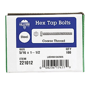 Hillman 5/16 in. Dia. x 1-1/2 in. L Zinc Plated Steel Hex Tap Bolt 100 pk