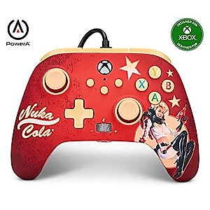 PowerA Enhanced Wired Controller for Xbox Series X|S - Fallout: Nuka Cola, Detachable 10ft USB-C Cable, Mappable Buttons and Rumble Motors, Officially Licensed for Xbox