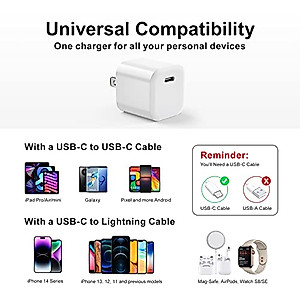 USB C Charger Block, Besgoods [3Pack] 5V 2.4A Phone Charger Power Adapter Mini Cube Wall Plug Compatible with iPhone 14 Pro Max 13 12 11 SE XR XS X 8 7 Plus, Pad, AirPods Pro - White