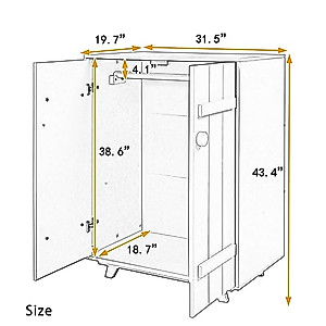 RIDFY Wooden Kids Wardrobe with Hanging Rod,Freestanding Cabinet with 2 Doors,Dress up Storage with Wood Legs,Closet Organizers and Storage for Boys/Girls(31.5”L x 19.7”W x 43.4”H) (White)