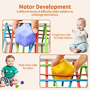 AiTuiTui Montessori Baby Toys for 1 Year Old Boy Girl Gifts, Shape Sorter Baby Toys 6 12 18 Months Early Learning Sensory Bin with 3 Soft Textured Balls, Toddlers Toy for Age 1 2 3 Autistic Children