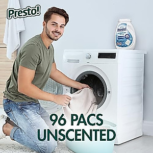 Amazon Brand - Presto! Laundry Detergent Pacs, Hypoallergenic, Free & Clear, 96 Count