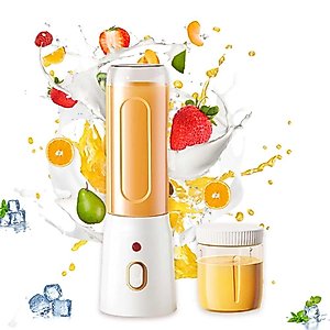 15 Oz Portable Blender Optional Double Cup(Big+Small),USB Rechargeable with 10-Blades, Blender for Shakes and Smoothies, Complementary Food,Crush Ice,Stainless Steel Blades,For Outdoor and Travel