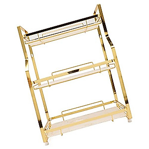 Bathroom Standing Rack, Easy to Bathroom Storage Shelf Stable White and Gold Wall Mounted for Bedroom(3 Tier)