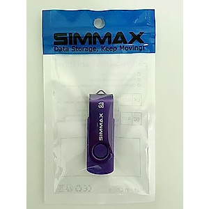 SIMMAX 64GB Memory Stick USB 2.0 Flash Drives Swivel Thumb Drive Pen Drive (64GB Purple)