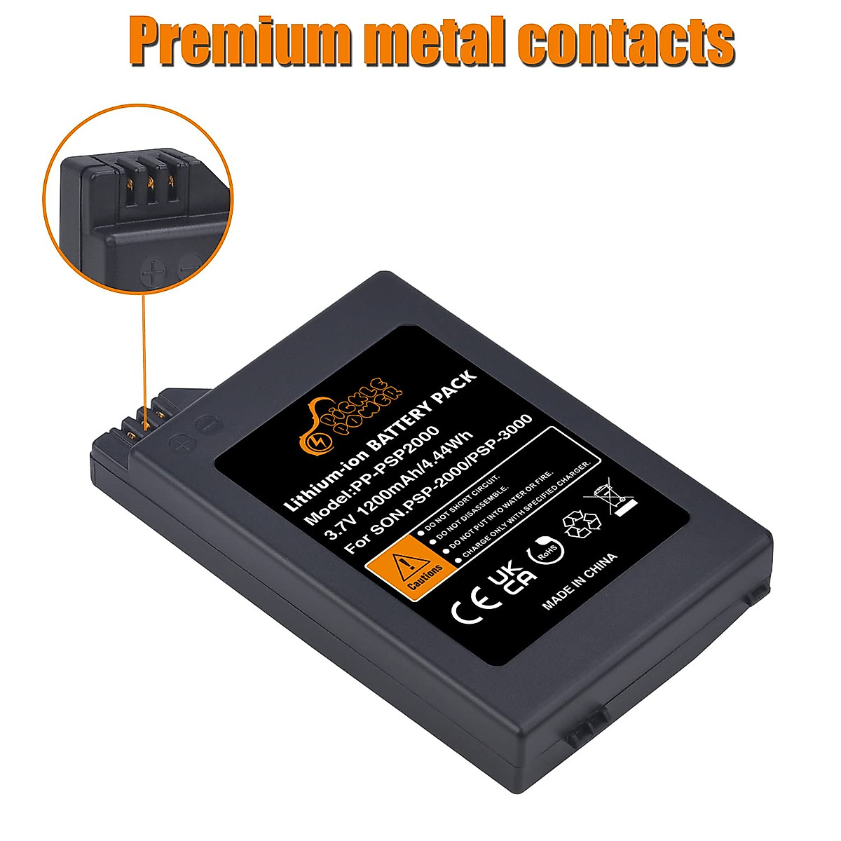 Pickle Power PSP 3000/2000 Battery with PSP Charger Cable for PSP 3000 / PSP Slim 2000 PSP-S110,PSP-3001, PSP-3000, PSP-3002, PSP-3004, PSP-2001, PSP Slim Console