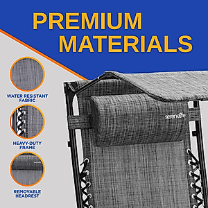 SereneLife SereneLifeHome Zero Gravity Lounge Chair, One Size, Grey