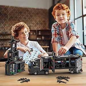 WishaLife 8 IN 1 City Police SWAT Mobile Command Center Truck Toy Building Set, with Police Station Toy, Police Car Toy, Helicopter Toy, Boat Toy, Fun Police Toys Gift for Kids, Boys, Girls Age 6 Plus