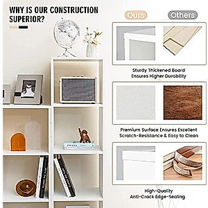 MEDIMALL 4 Cube Bookshelf, Freestanding 4-Tier Open Shelf Tall Narrow Bookcase with Anti-Tipping Kits, Book Storage Organizer for Bedroom Living Room Study Home Office Apartment, 56 Inch White…