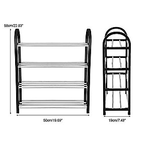 Fdit Shoe Rack Organizer Storage Bench Plastic & Aluminum Metal Standing Shoe Rack DIY Shoes Storage Shelf Home Organizer Organize Your Closet Cabinet Entryway No Tools Required(501958CM)