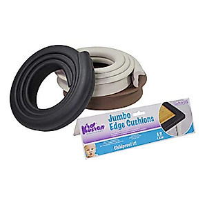 KidKusion Jumbo Edge Cushion | 6Ft | Black | Made in USA | Child Safety Edge Guard, Babyproof Furniture Bumper